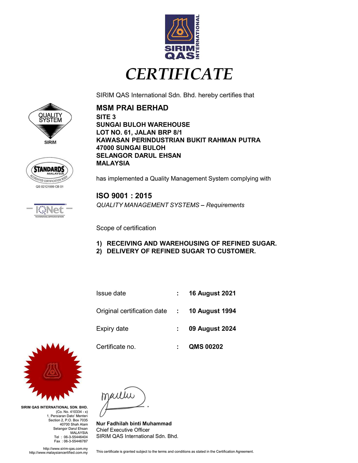 Quality Assurance | MSM Malaysia Holdings Berhad